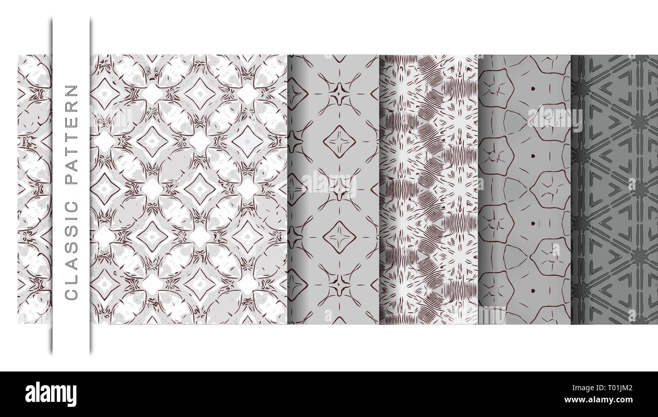 Set of Beautiful Vector Illustration Classic Pattern of Wallpaper ...