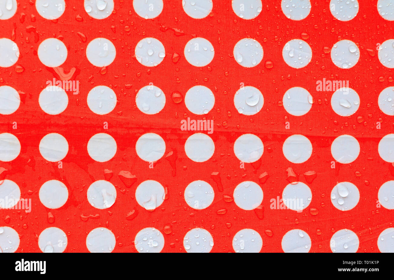 water drop on a waterproof fabric point Red and white beautiful ...
