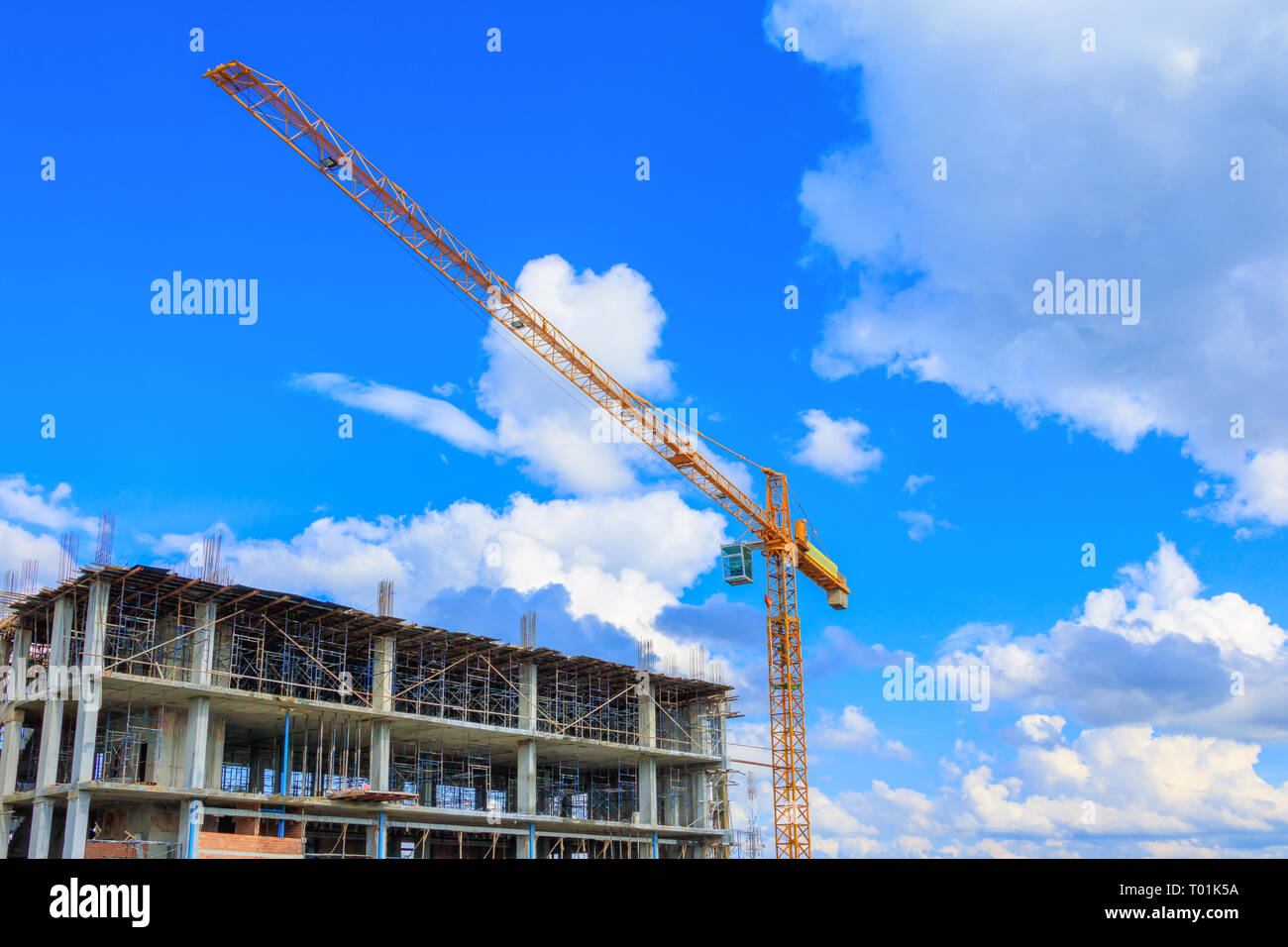 work construction in building high site and tower crane work outdoor ...