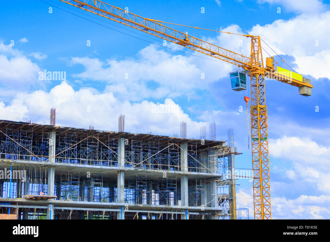 work construction in building high site and tower crane work outdoor ...