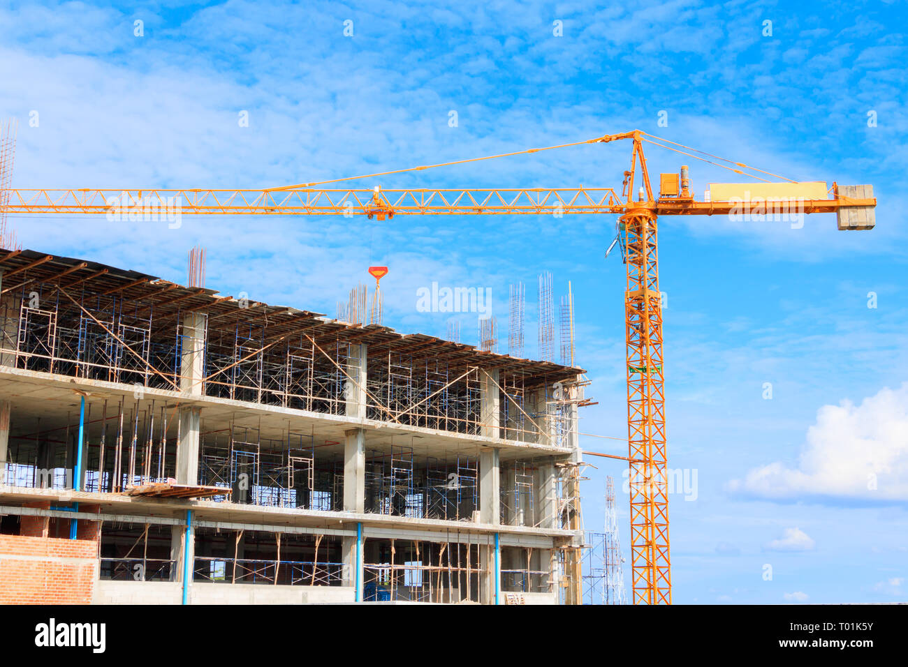 work construction building workplace in develop city and crane on sky ...