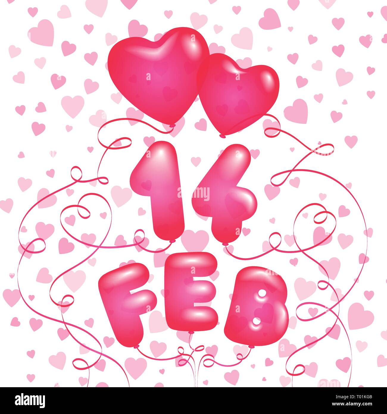 Valentine Day. Vector balloons heart. The 14 February Stock Vector ...