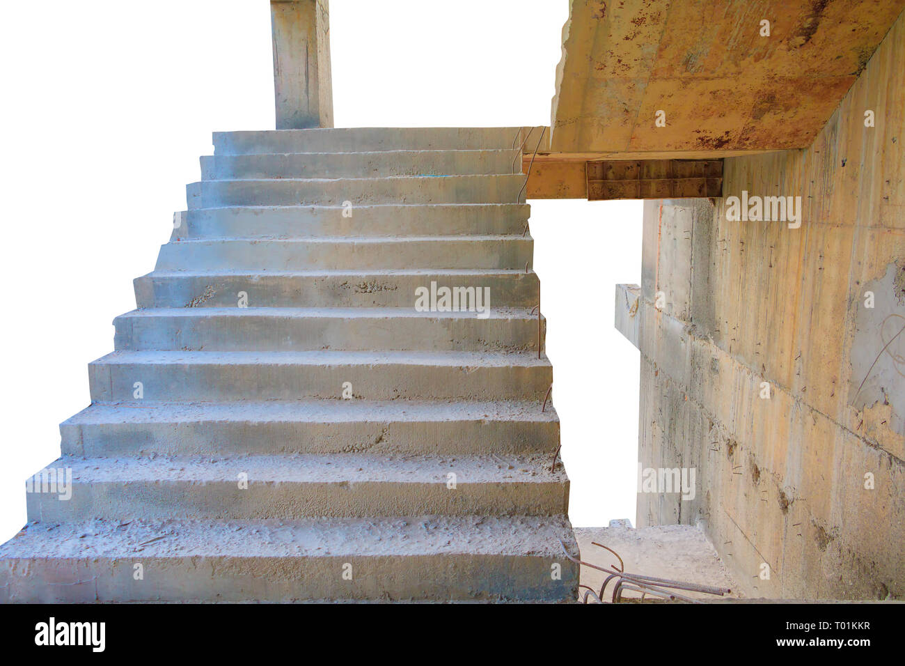 stair cement interior building construction in develop housing isolated ...