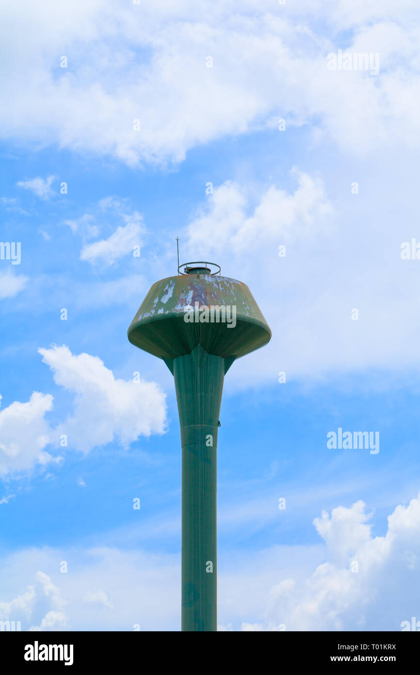 Water tank old with blue sky background Stock Photo - Alamy