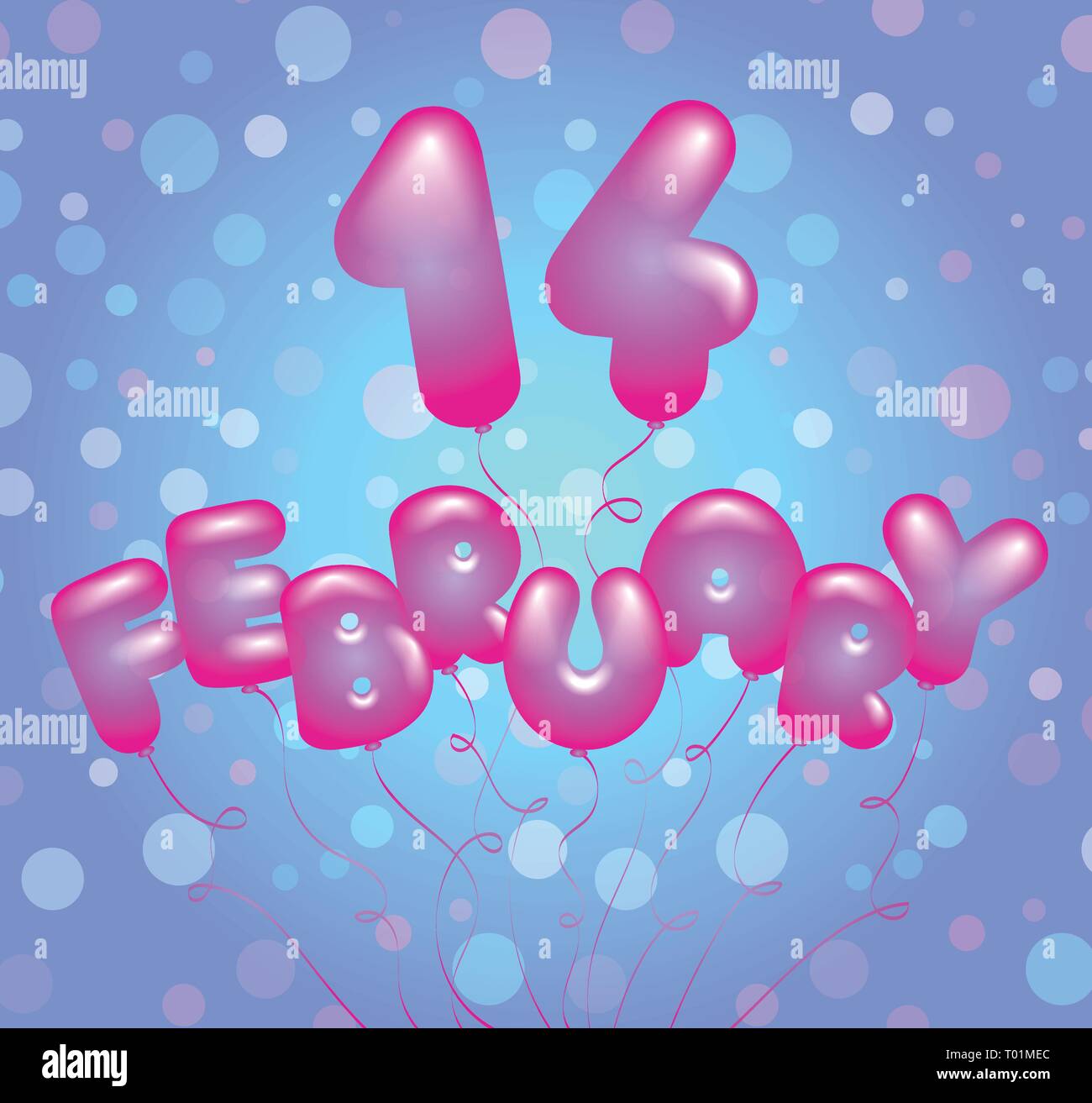 Valentine Day. Vector balloons heart. The 14 February Stock Vector ...