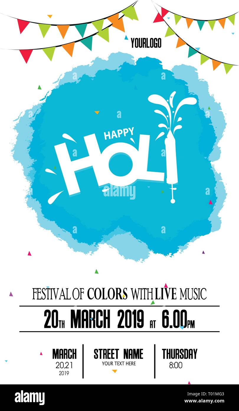 Indian festival of color holi party template or flyer design Stock ...