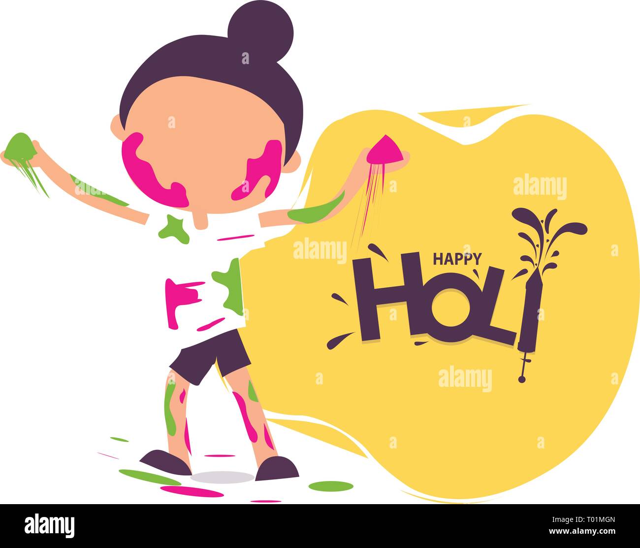 Happy Holi Greeting - Cute little Indian boy with colorful hands Stock ...