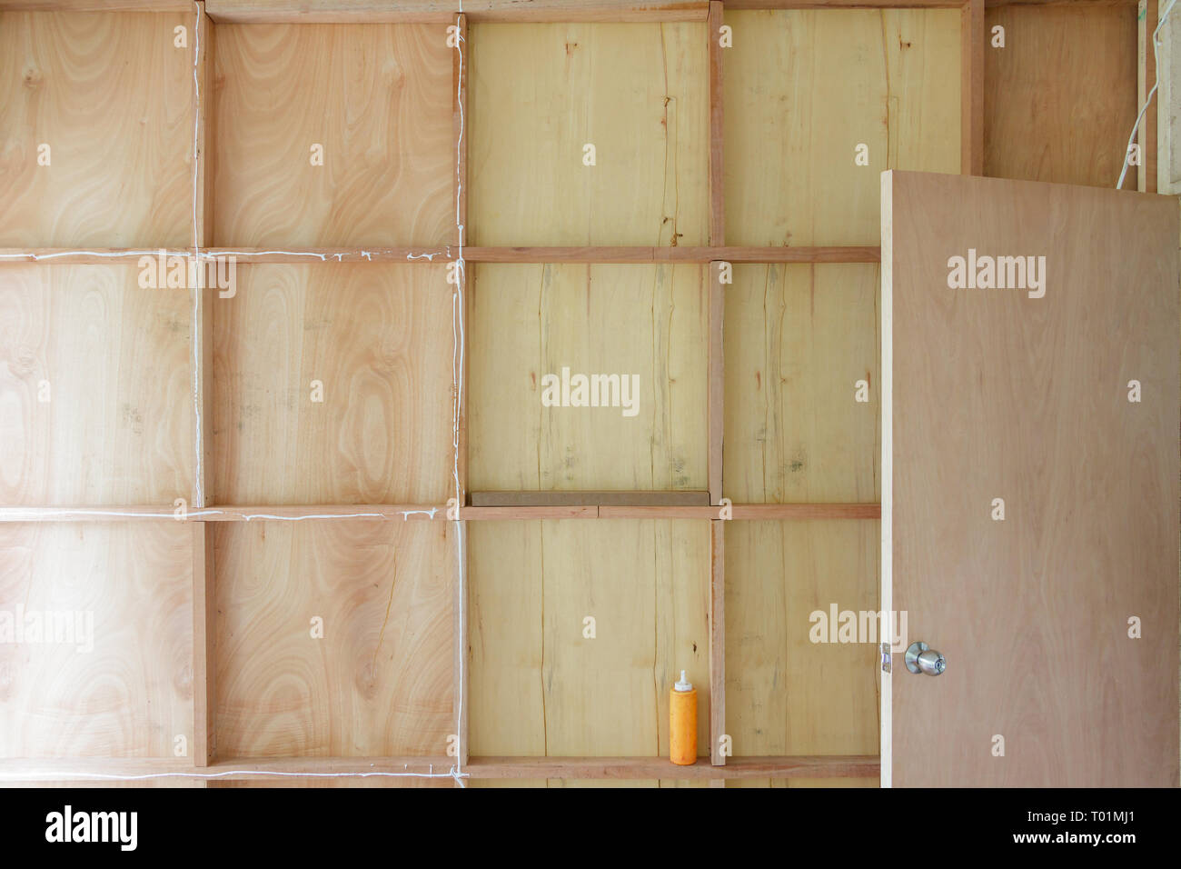 Interior construction site with wood wall decoration of home Stock ...