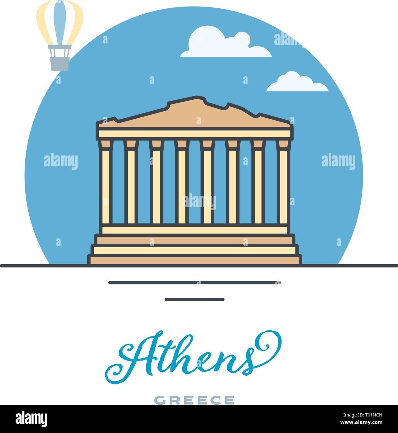Parthenon temple at Acropolis, Athens, Greece, flat vector illustration ... Parthenon temple at Acropolis, Athens, Greece, flat vector illustration ...