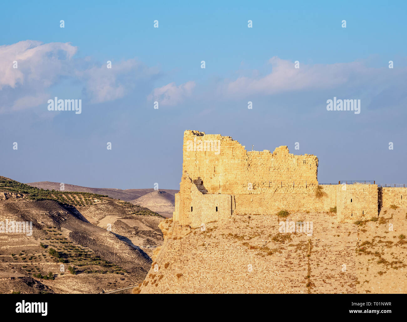 Kerak Castle at sunrise, Al-Karak, Karak Governorate, Jordan Stock ...