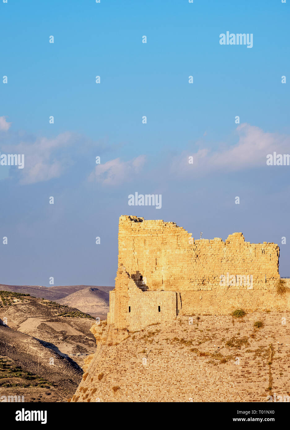 Kerak Castle at sunrise, Al-Karak, Karak Governorate, Jordan Stock ...