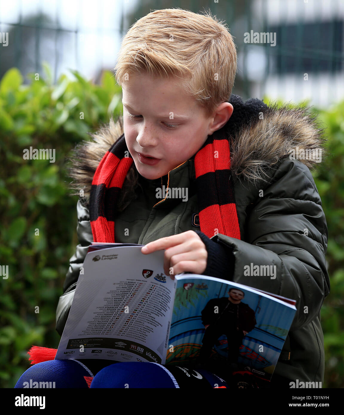 A young AFC Bournemouth fan ahead of the Premier League match at the ...