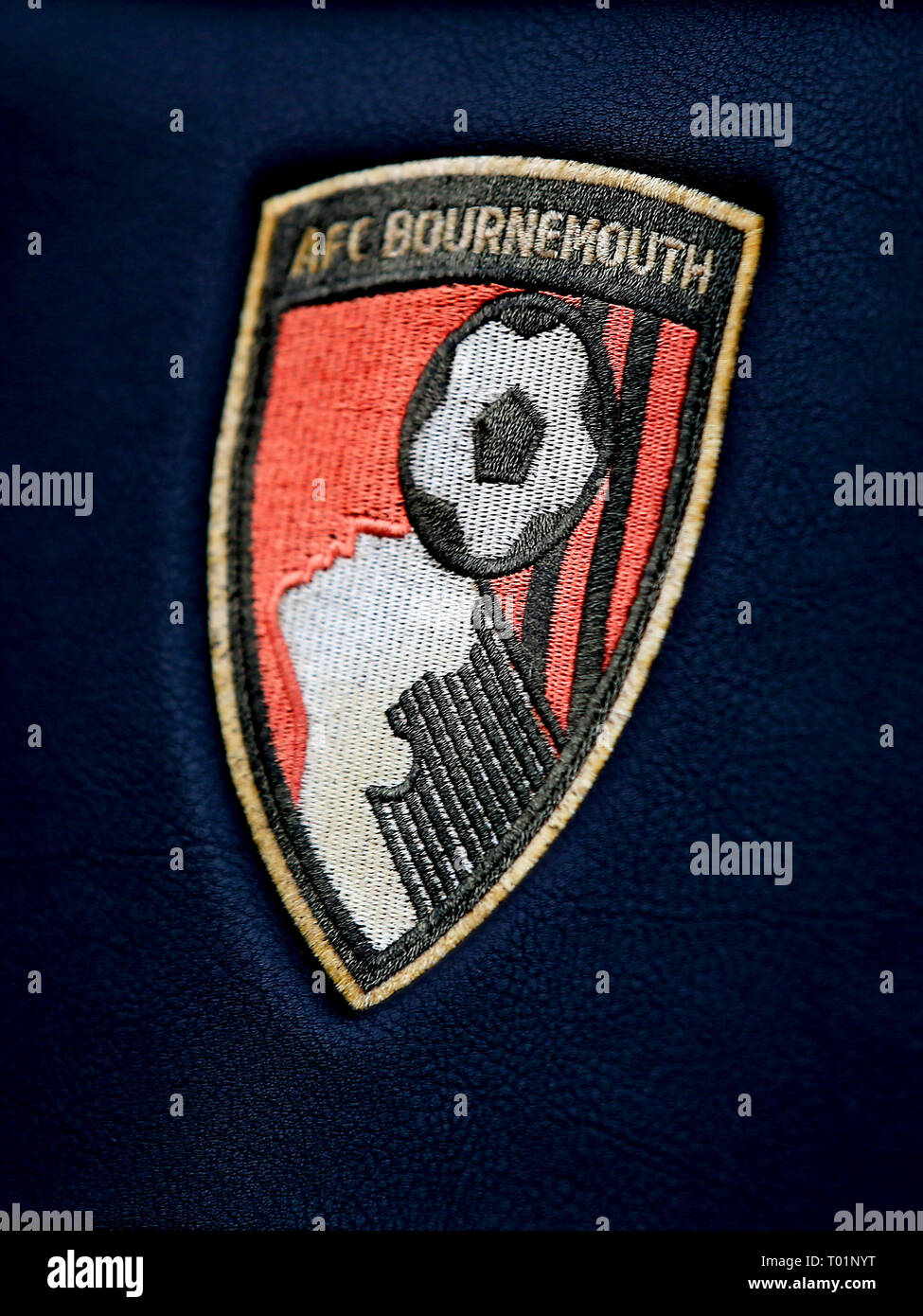 A detail view of the AFC Bournemouth badge ahead of the Premier League ...