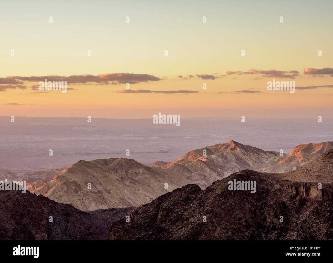 Sunset over Wadi Araba, Petra, Ma'an Governorate, Jordan Stock Photo ...