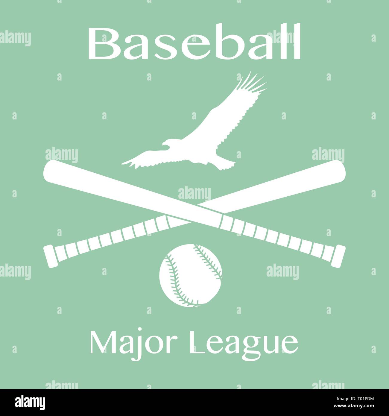 Vector illustration with baseball bats, ball and eagle. Sports ...