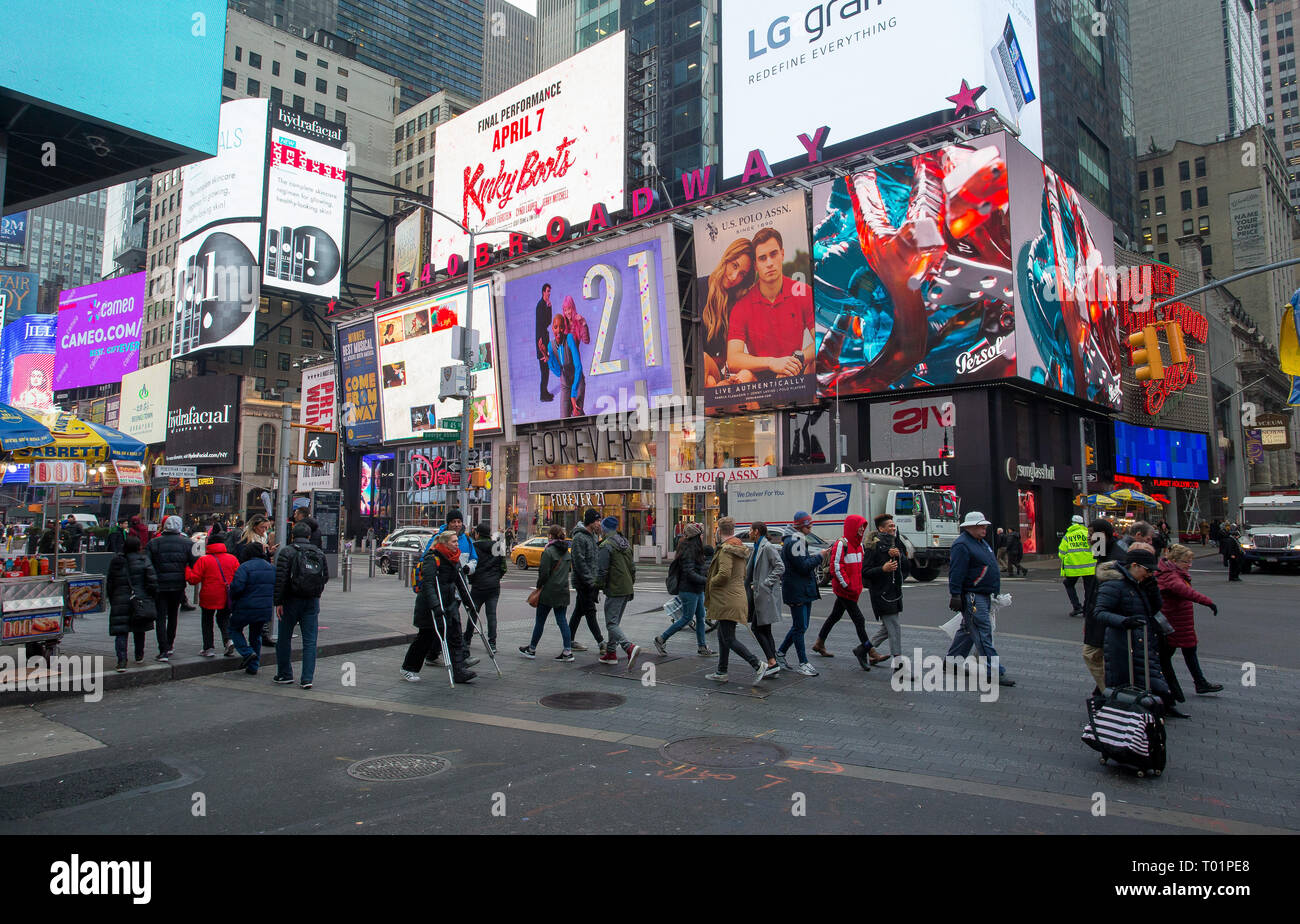 Illuminated neon and digital signs in Times Square, New York City, NY ...