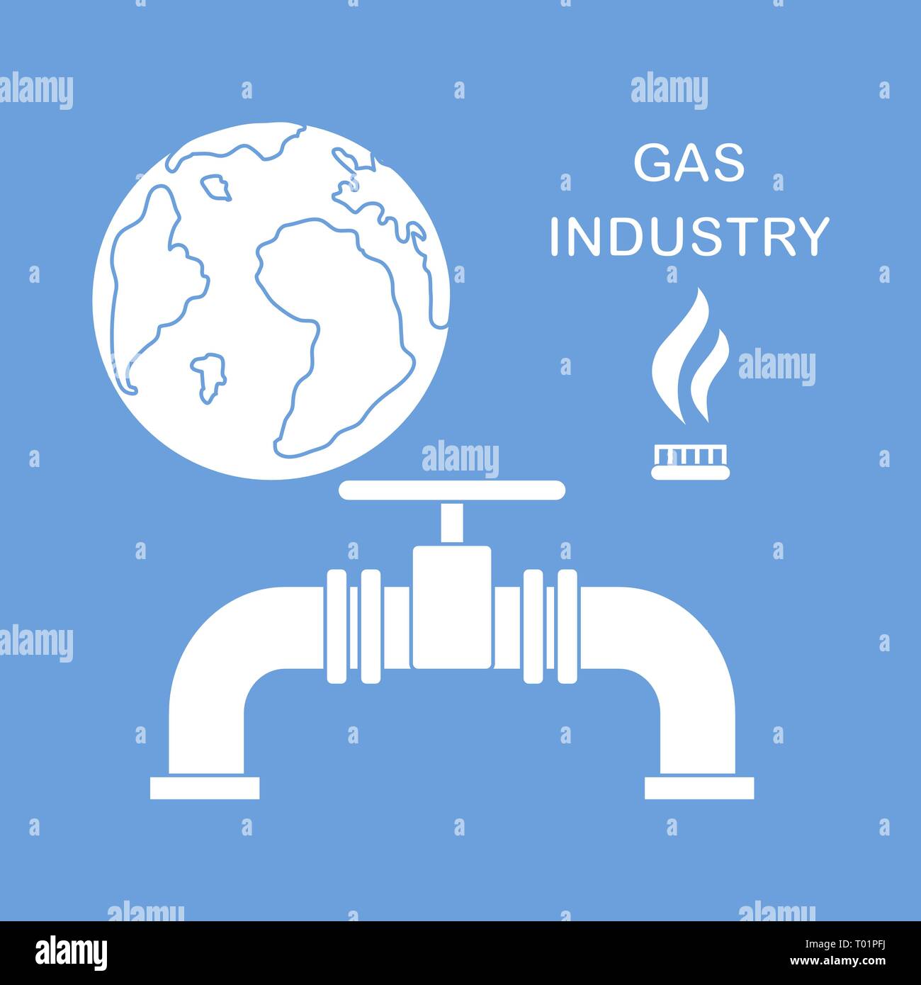 Vector illustration with equipment for gas production and earth. Gas ...