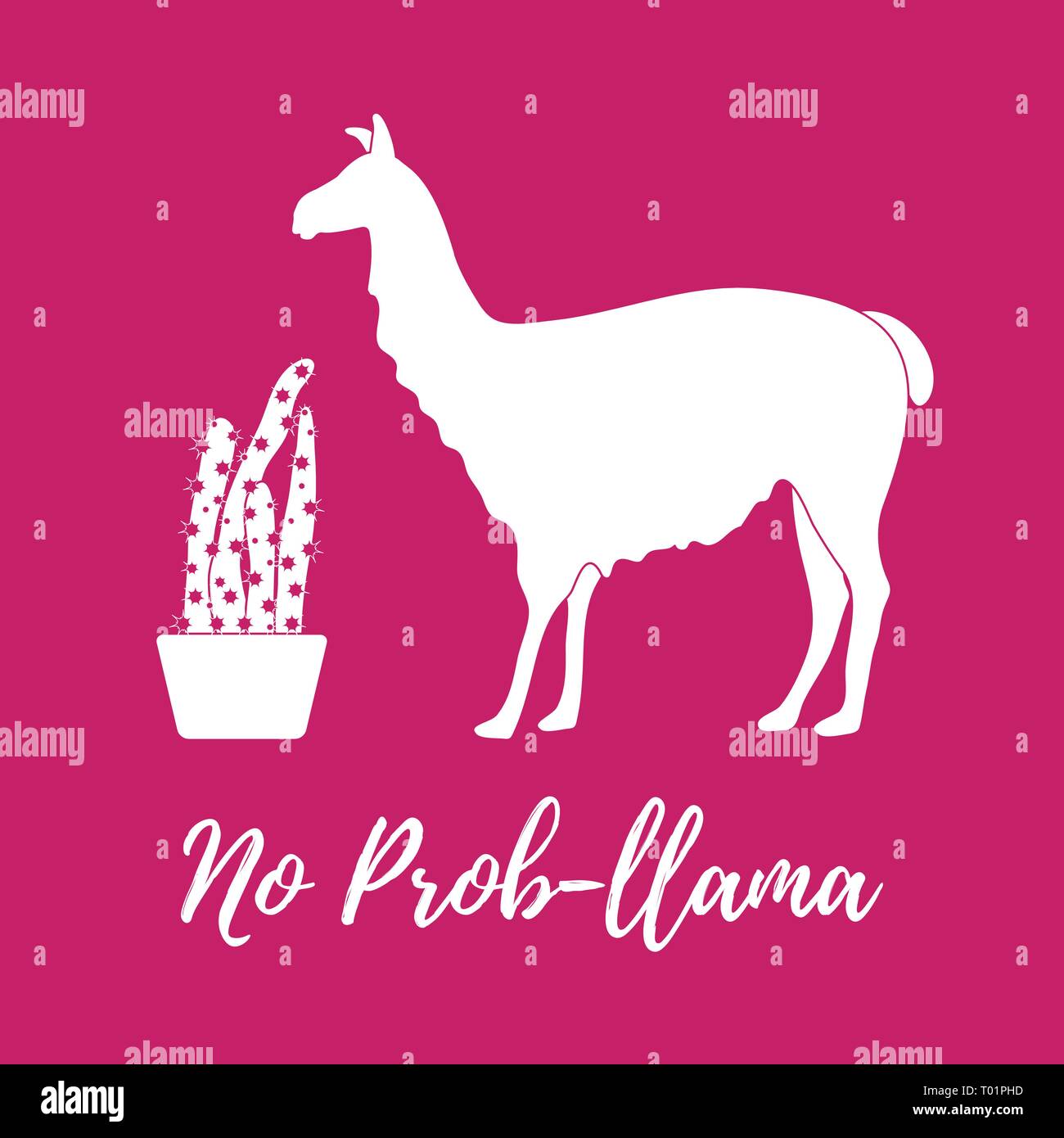 Vector illustration with llama and cactus. Design for card ...