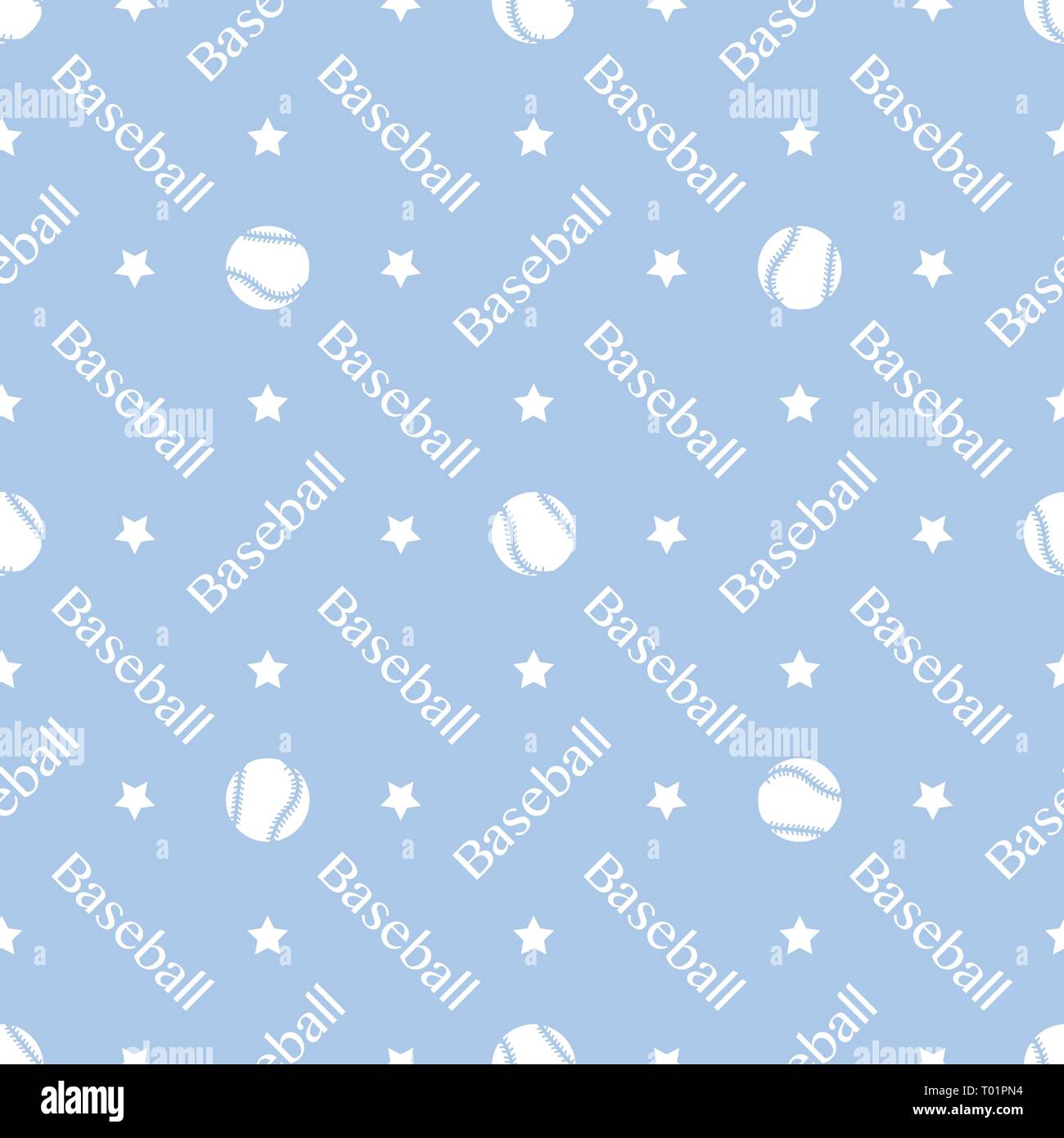 Vector seamless pattern with baseball balls and inscription baseball ...