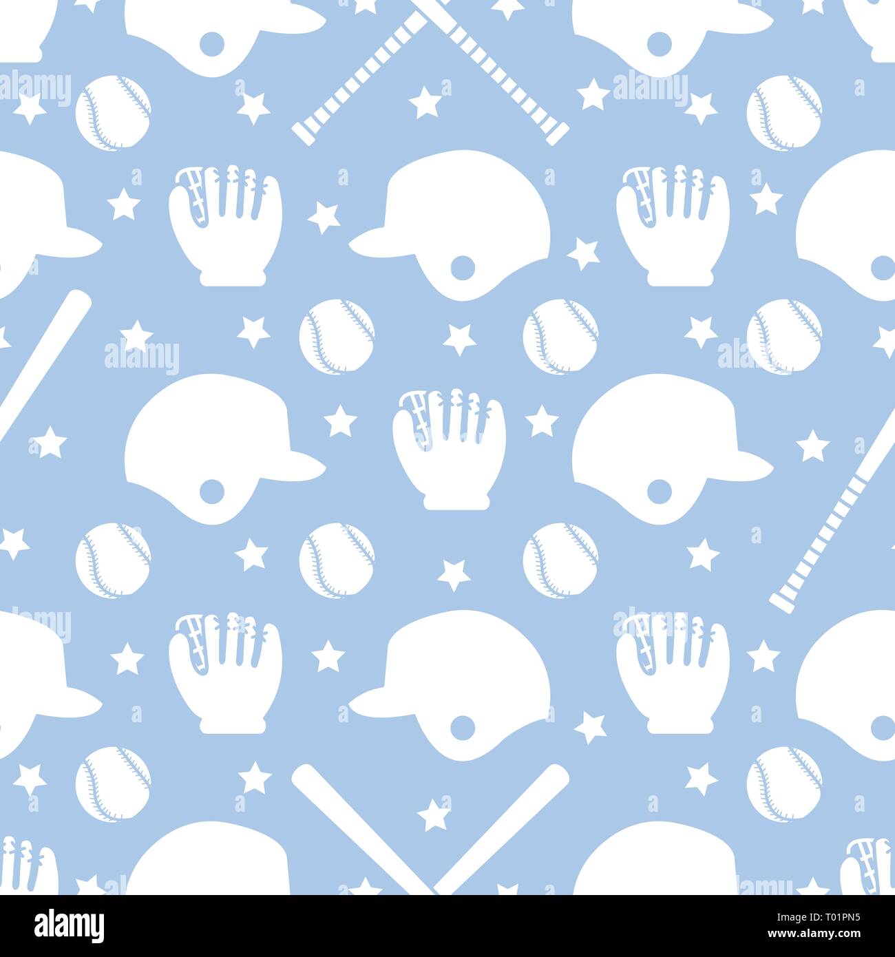 Vector seamless pattern with baseball bats, ball, helmet, baseball ...