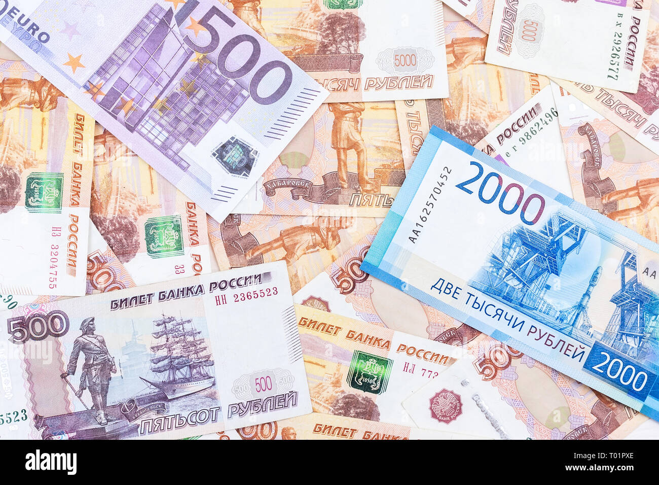 The texture of the banknotes, the background of Russian money Stock ...