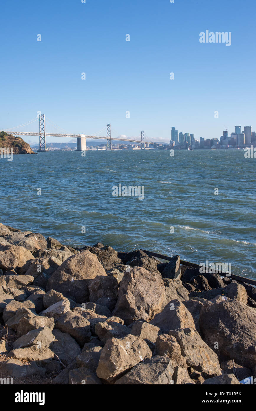The Bay Bridge can be viewed from the shores of Treasure Island and ...