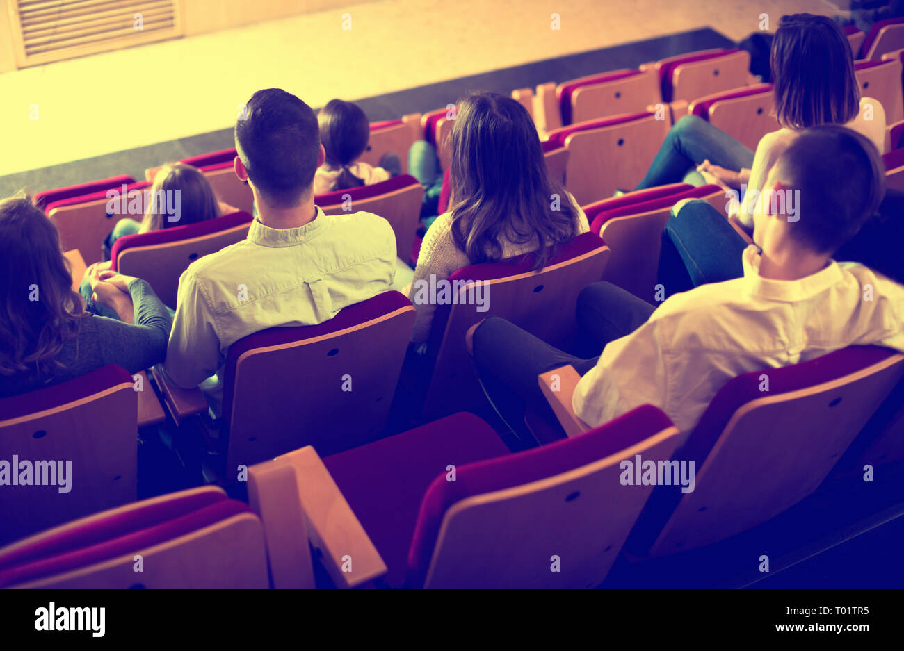 People and children waiting for movie to start in cinema house Stock ...