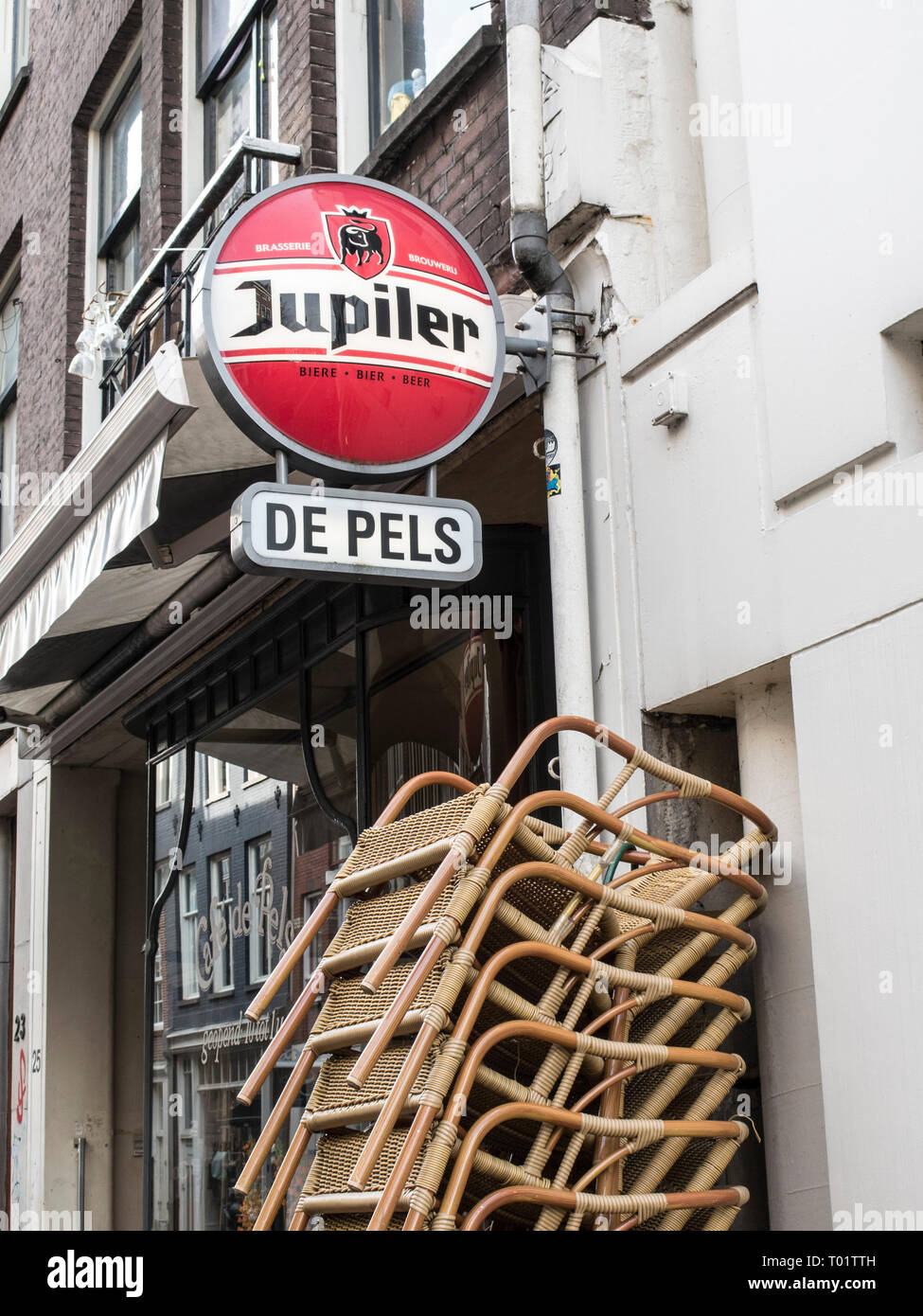 A beer sign outside a pub in Amsterdam Stock Photo - Alamy
