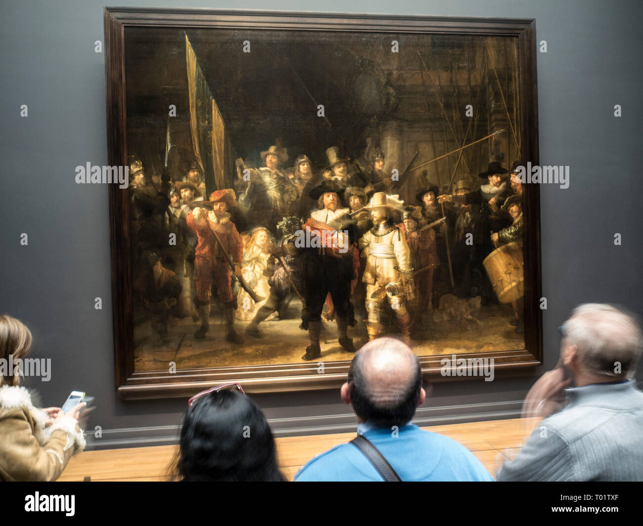 The painting Night Watch by Rembrandt in Rijksmuseum in Amsterdam Stock ...
