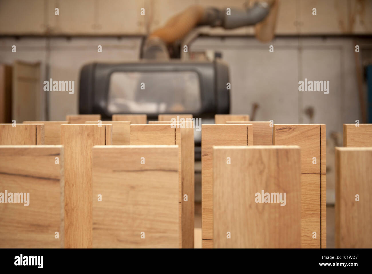 wooden materials in a carpenter's workshop, close up Stock Photo - Alamy