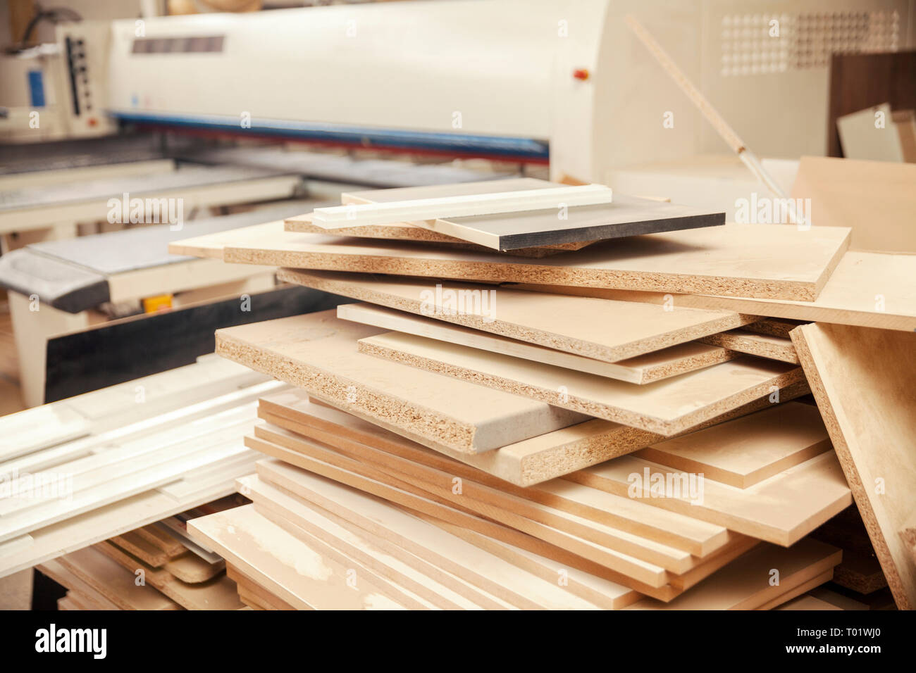 wooden materials in a carpenter's workshop, close up Stock Photo - Alamy