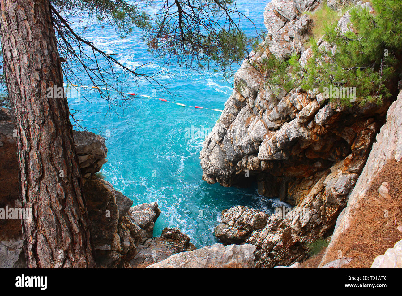 sea view from cliff. Montenegro Stock Photo - Alamy