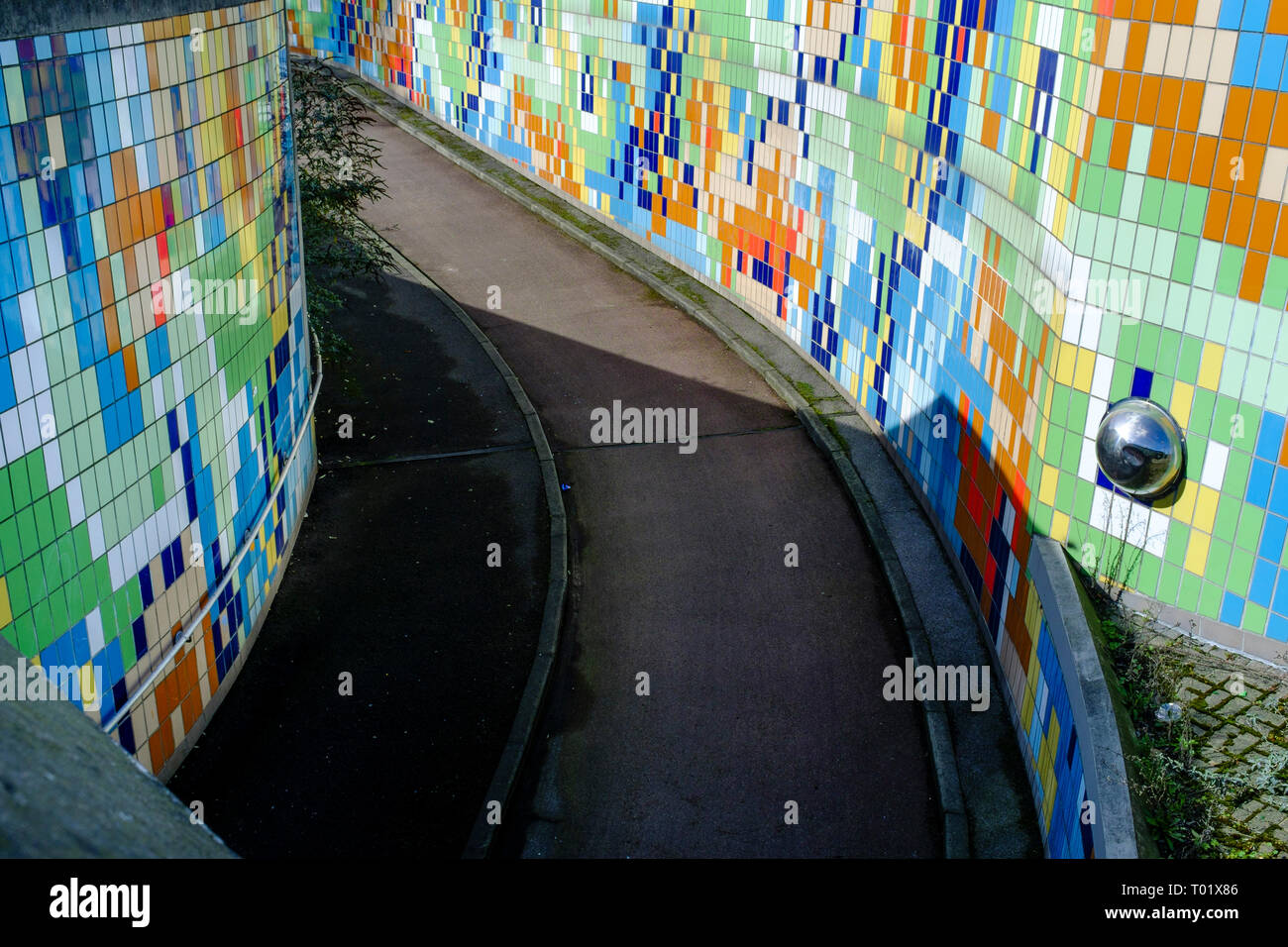 Brightly tiled pedestrian underpass, London. UK Stock Photo - Alamy
