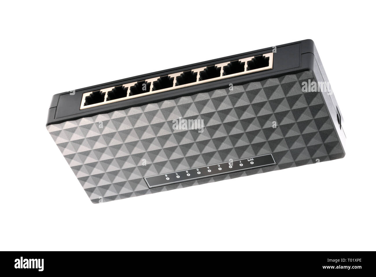 black 8 Port Plastic Ethernet Switch isolated on white background at ...