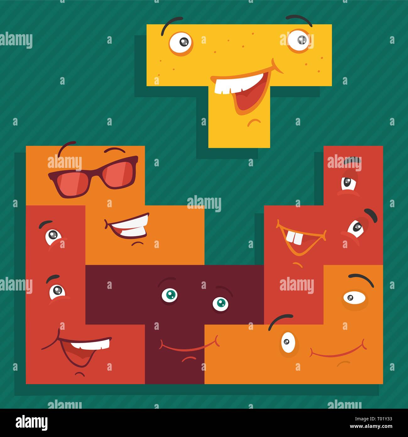 Vector Illustration Game Mosaic Cartoon Style Stock Vector Image & Art ...