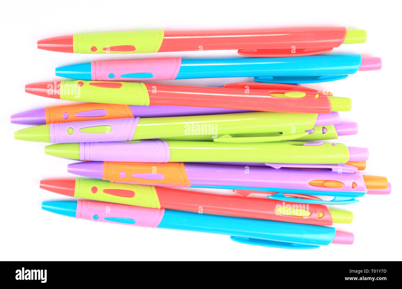 many Ball Pen on white Background Stock Photo - Alamy