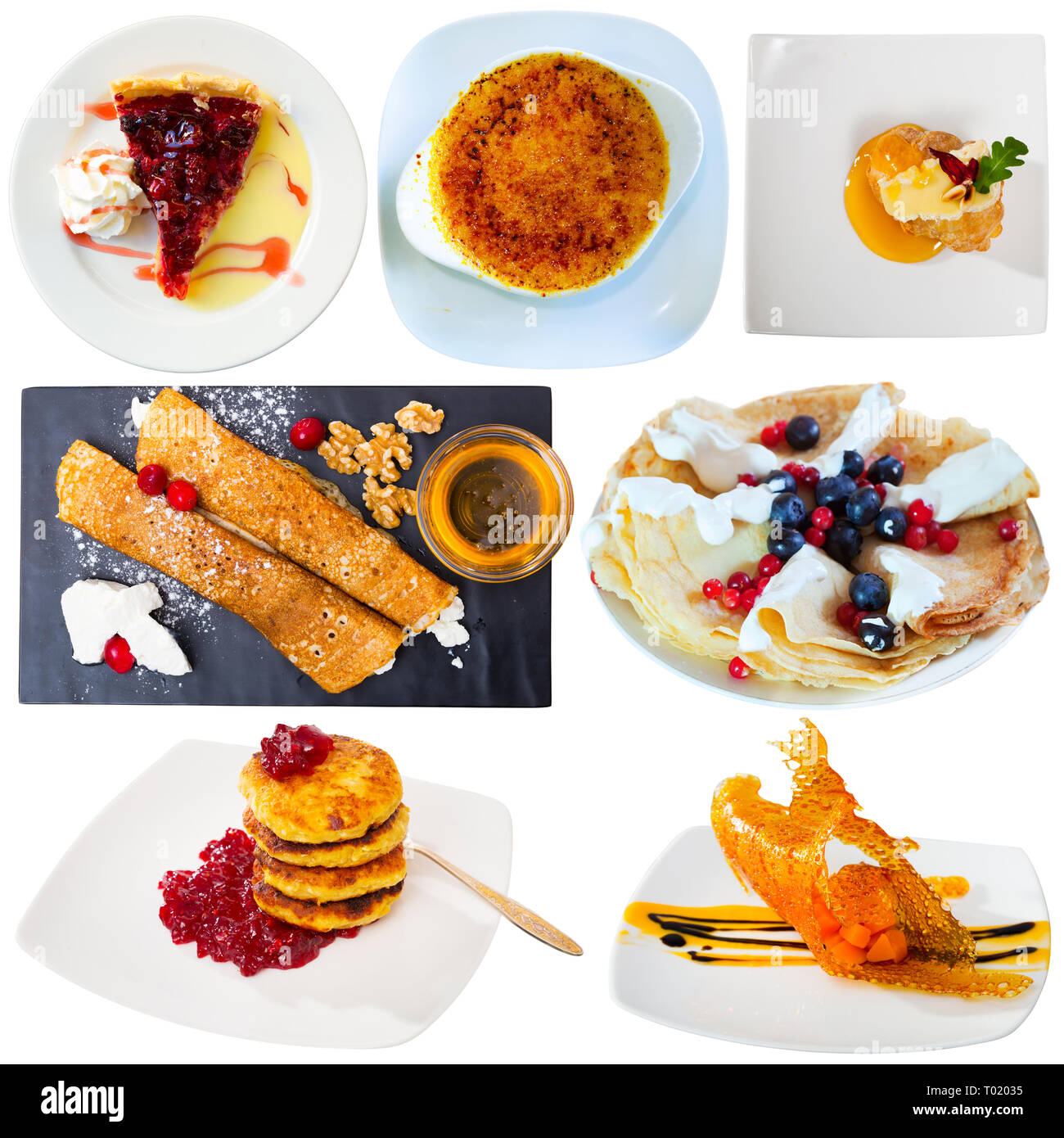 Collage of different desserts isolated on white background Stock Photo ...