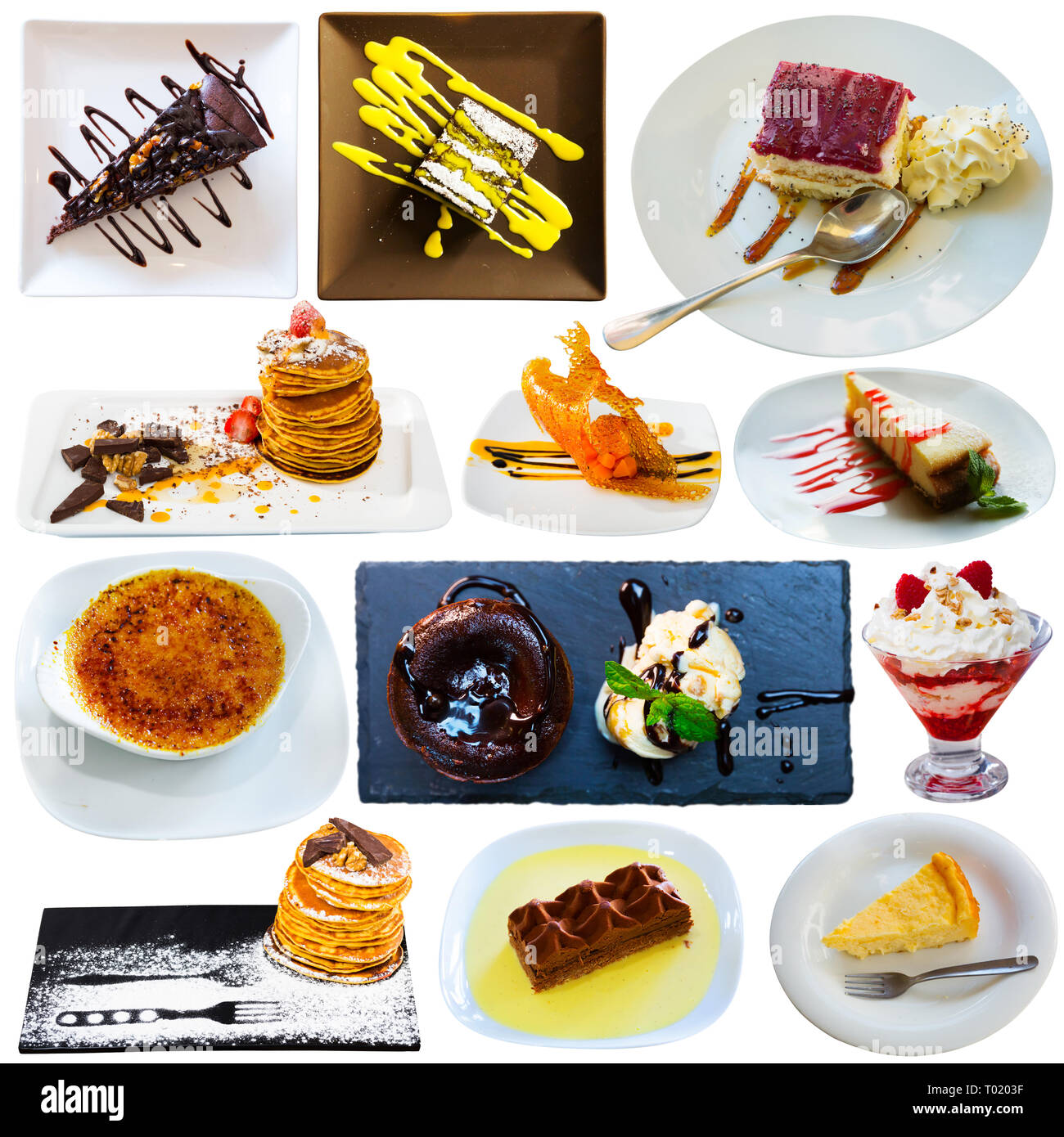 Collage of delicious desserts on a white background Stock Photo - Alamy