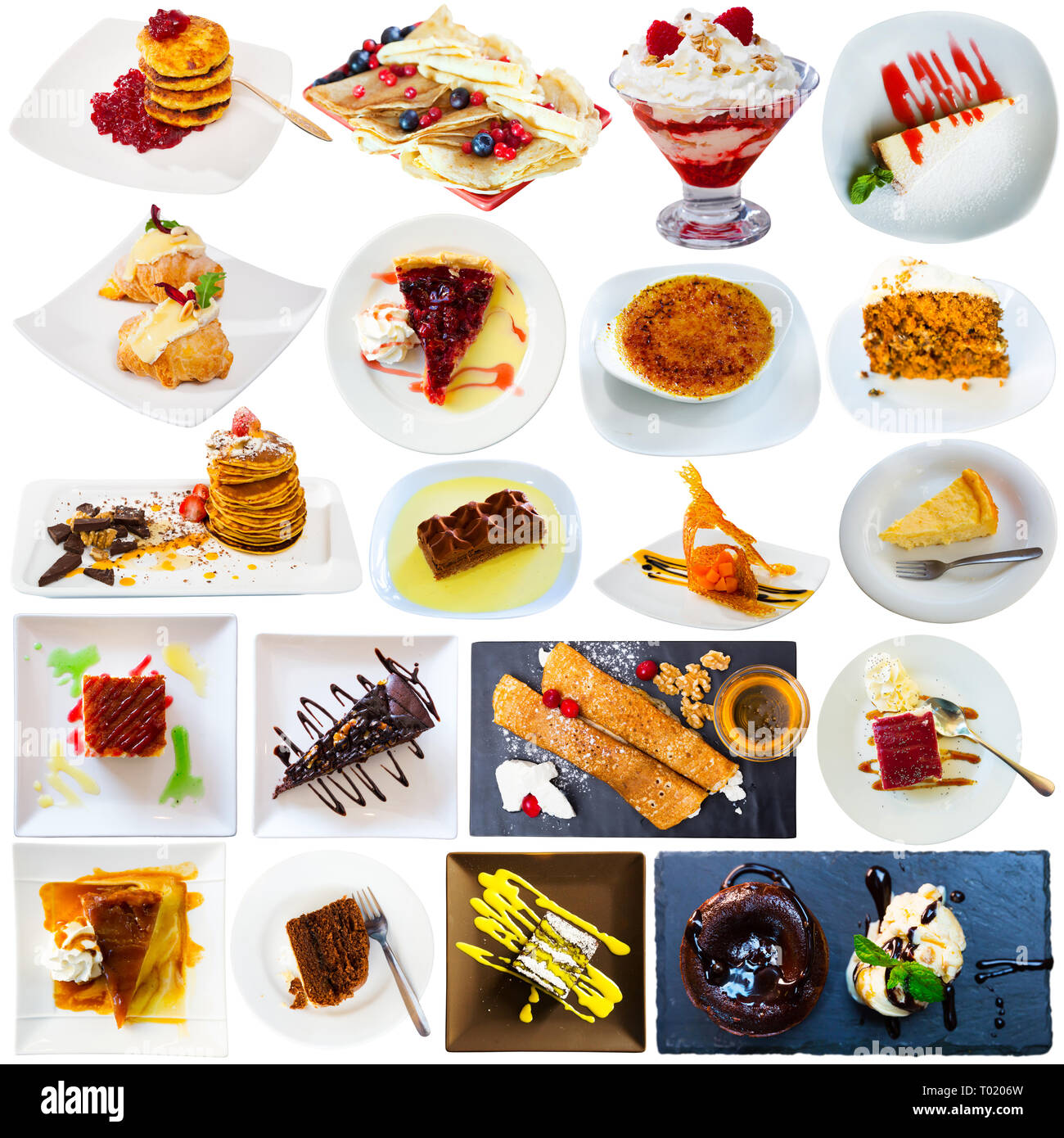 Set of various desserts isolated on white background Stock Photo - Alamy
