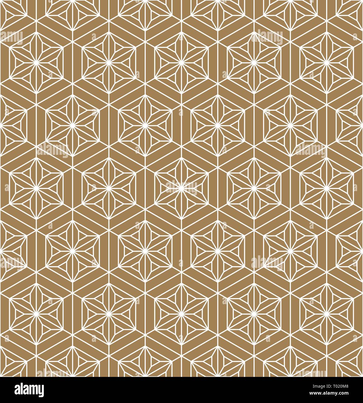 Japanese seamless pattern in style Kumiko.Golden color background and ...