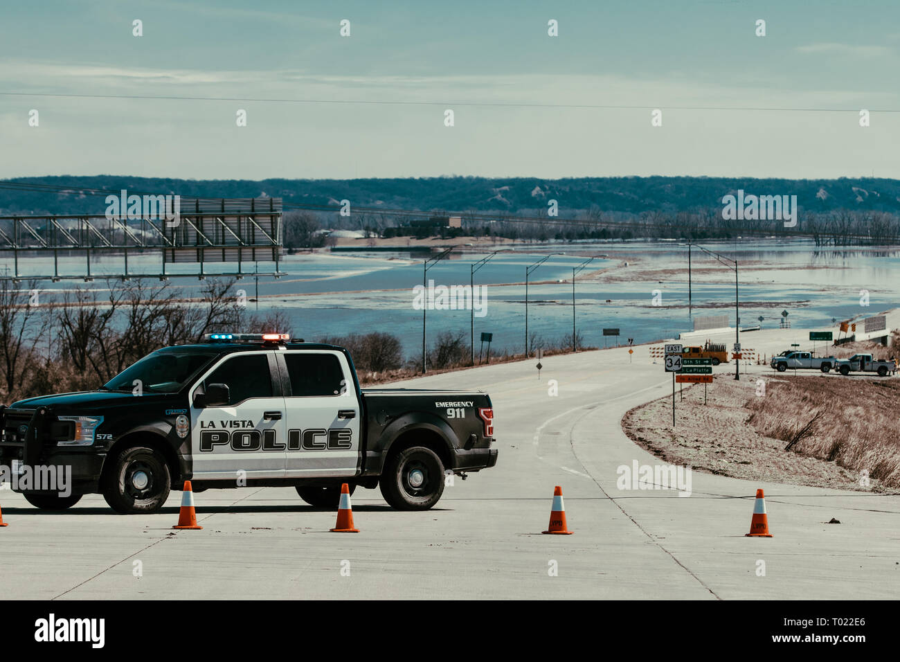 Flood waters in Bellevue, Nebraska resulting from the Bomb Cyclone and ...