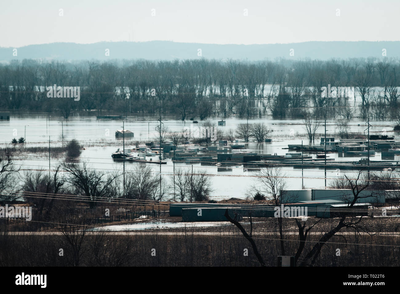 Flood waters in Bellevue, Nebraska resulting from the Bomb Cyclone and ...