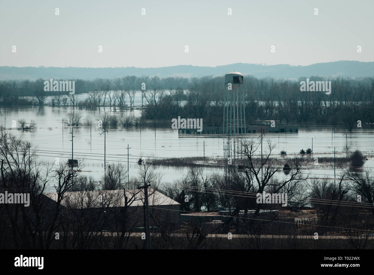 Flood waters in Bellevue, Nebraska resulting from the Bomb Cyclone and ...