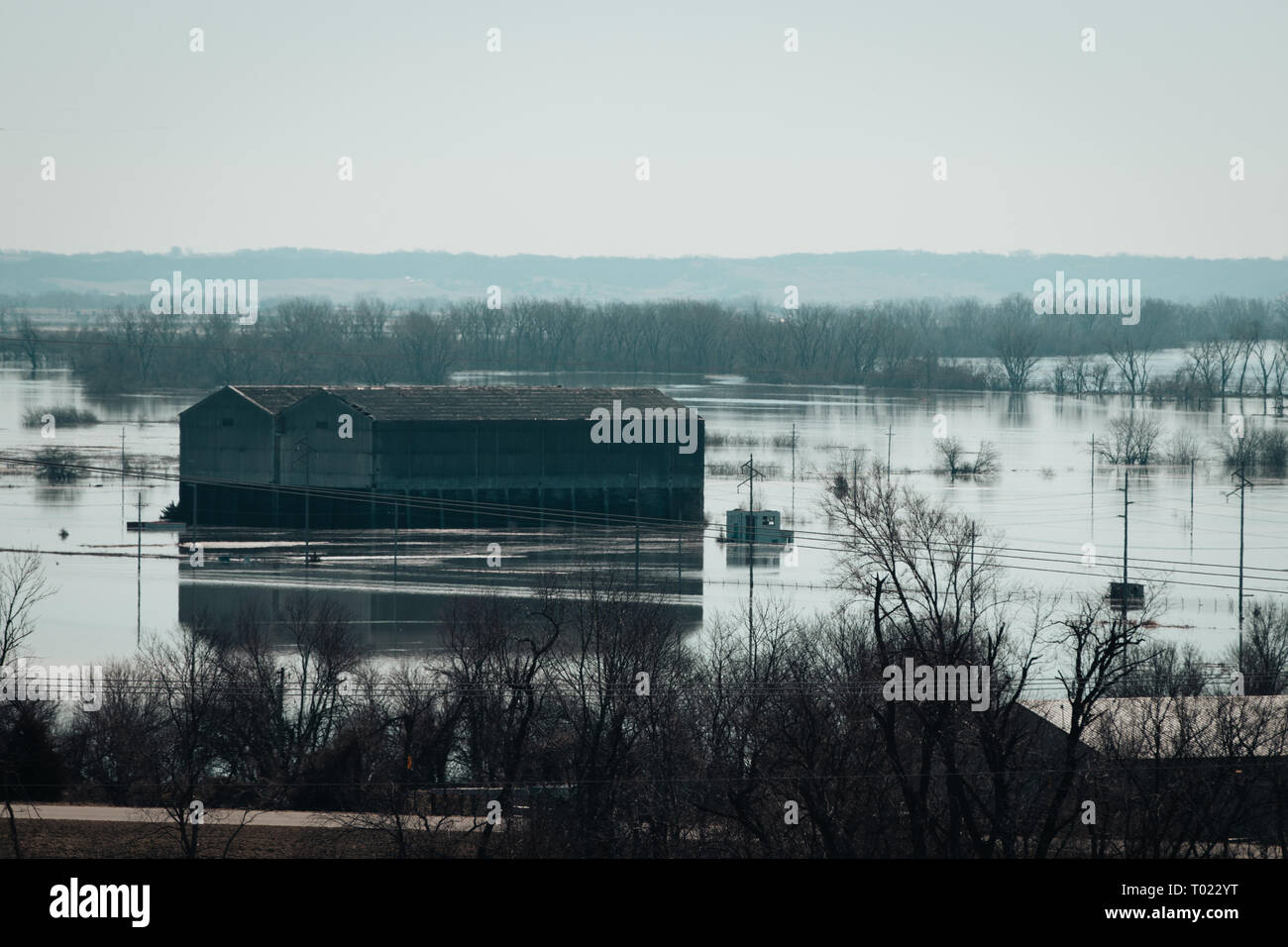 Flood waters in Bellevue, Nebraska resulting from the Bomb Cyclone and ...