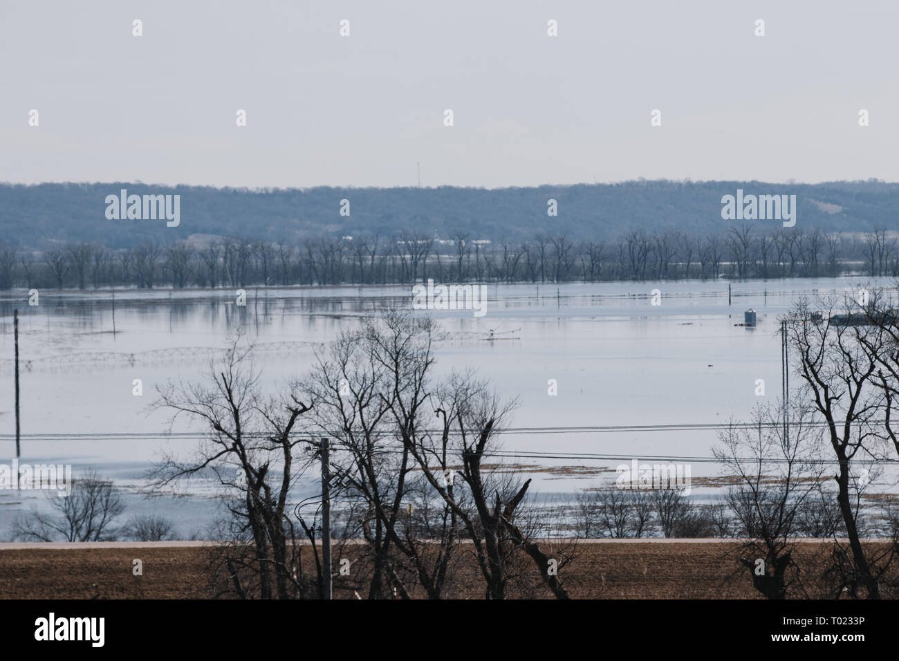 Flood waters in Bellevue, Nebraska resulting from the Bomb Cyclone and ...