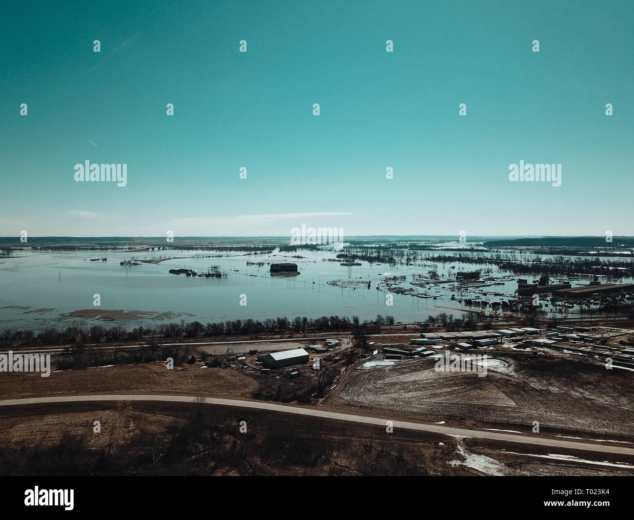 Extensive flood waters in Bellevue, Nebraska resulting from the Bomb ...