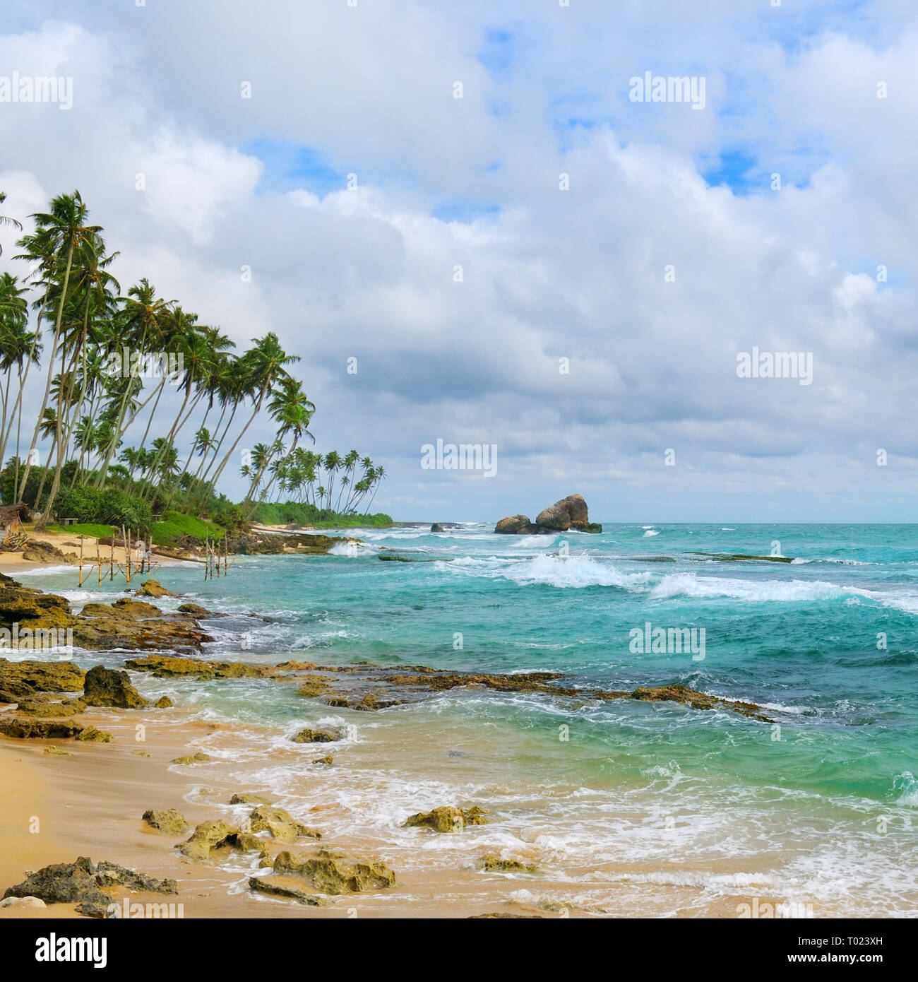 ocean, picturesque beach and blue sky Stock Photo - Alamy