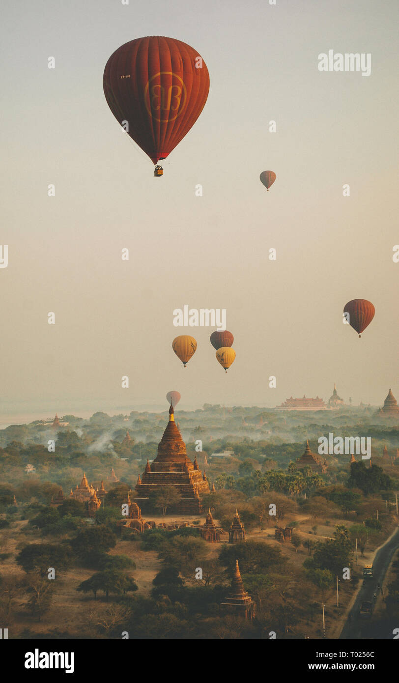 Balloon over Bagan, Myanmar in the early morning Stock Photo - Alamy