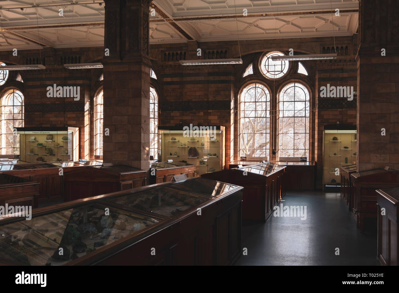 London, UK - March 19, 2018: Mineral Gallery in London Natural History ...