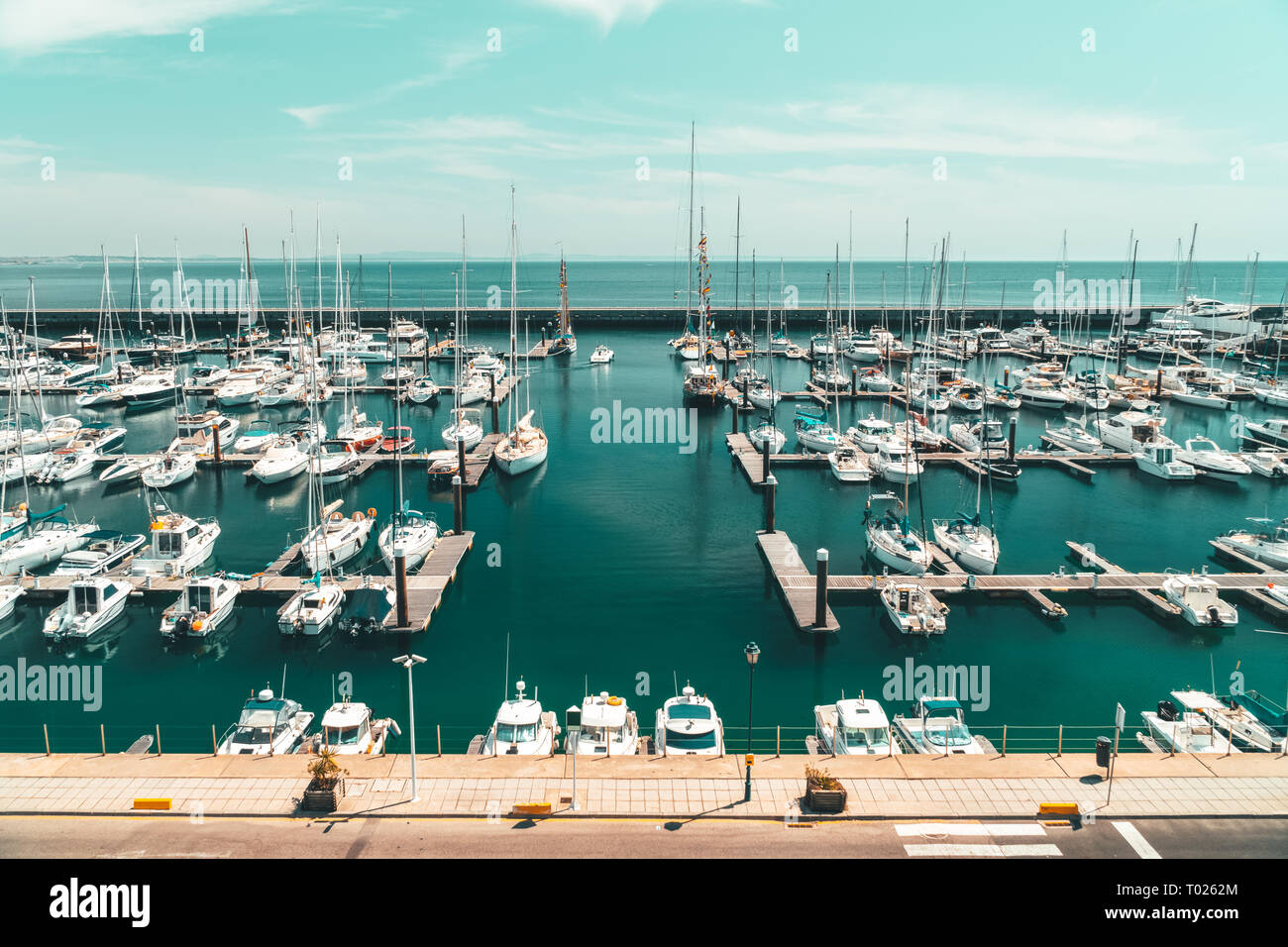 Aerial View Of Luxury Yachts And Boats At Atlantic Ocean Stock Photo ...